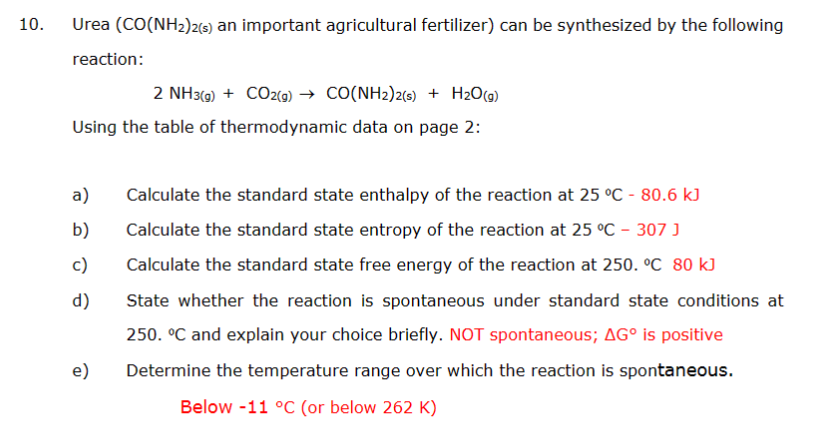 Solved Urea (CO(NH2)2( s) an important agricultural | Chegg.com