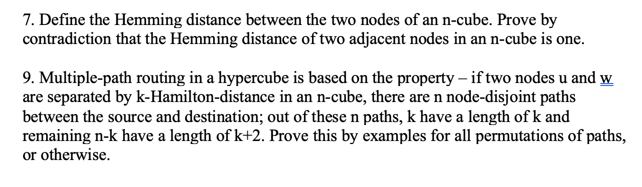 Solved 7. Define the Hemming distance between the two nodes | Chegg.com