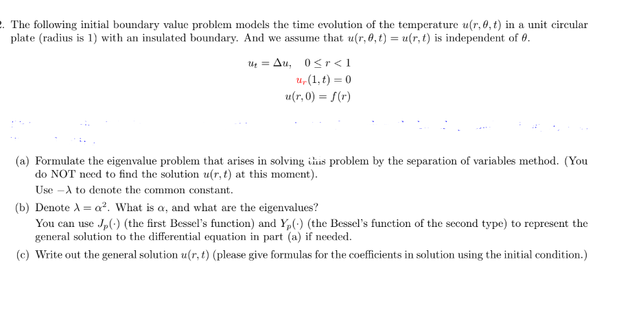 Solved The following initial boundary value problem models | Chegg.com
