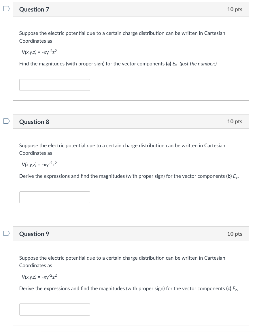 Solved Suppose the electric potential due to a certain | Chegg.com