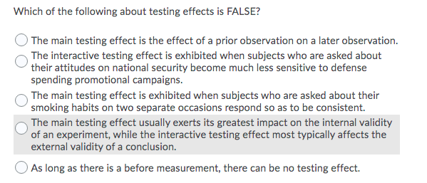 Solved Which of the following about testing effects is | Chegg.com