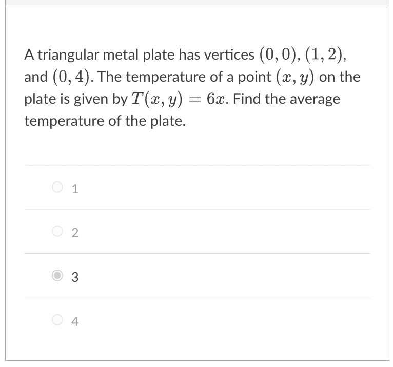 Solved A triangular metal plate has vertices (0,0), (1,2), | Chegg.com
