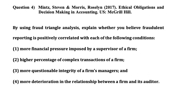 Solved Question 4) Mintz, Steven & Morris, Roselyn (2017). | Chegg.com