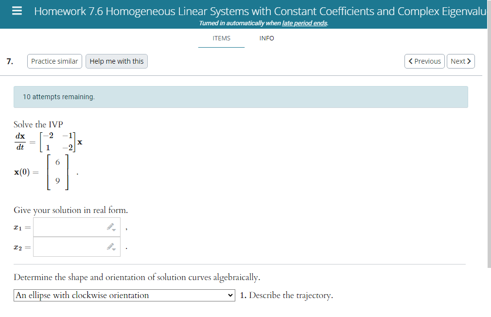 Solved Homework 7.6 Homogeneous Linear Systems with Constant | Chegg.com