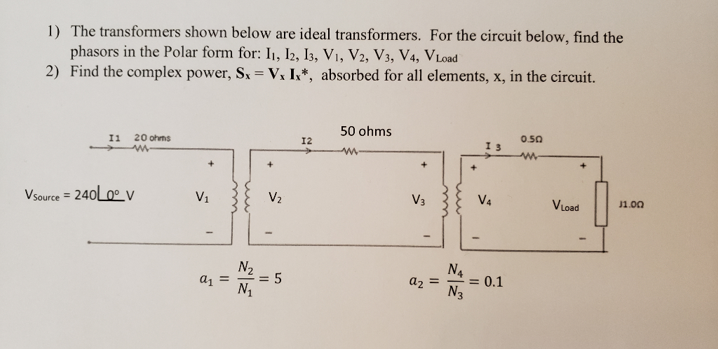 Solved 1) The transformers shown below are ideal | Chegg.com