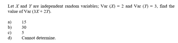 Solved Let X and Y are independent random variables; Var (X) | Chegg.com