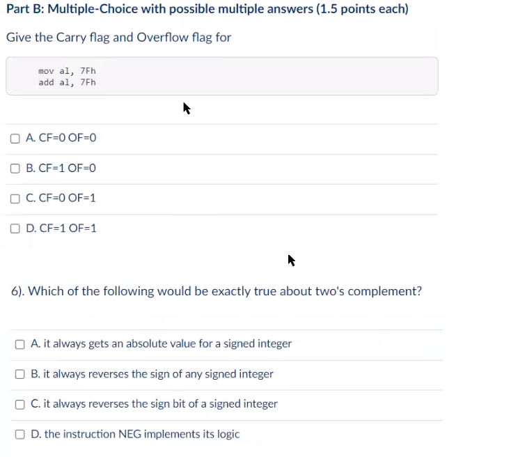 Solved Part B: Multiple-Choice with possible multiple | Chegg.com
