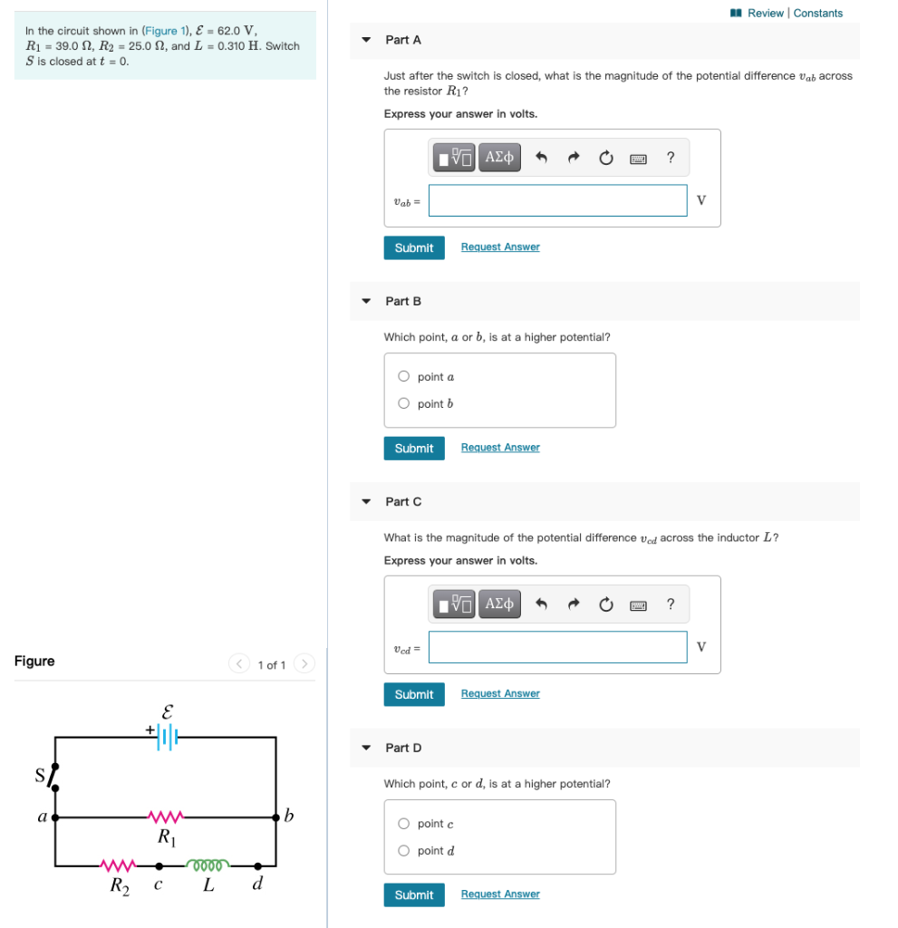 Solved A Review Constants In the circuit shown in (Figure | Chegg.com