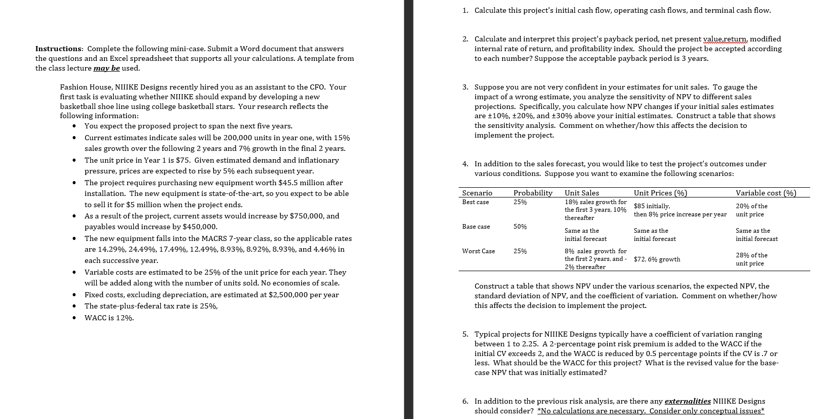Solved Instructions: Complete the following mini-case. | Chegg.com