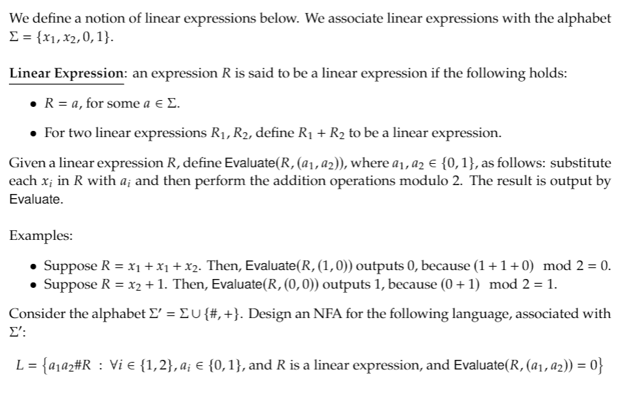 Solved We define a notion of linear expressions below. We | Chegg.com