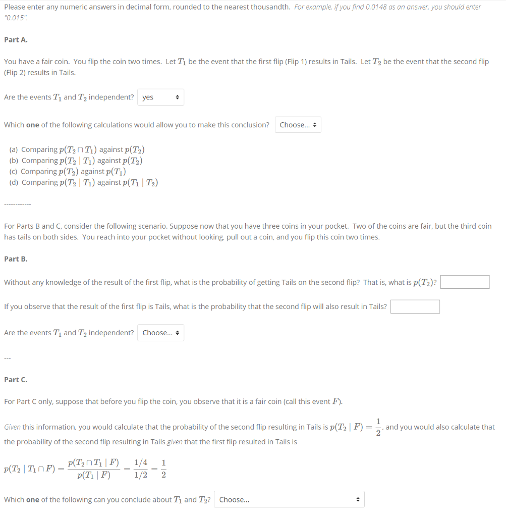 Solved Please enter any numeric answers in decimal form, | Chegg.com