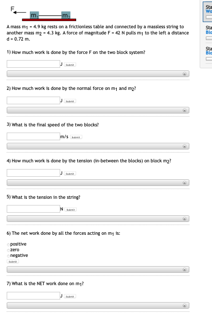 Solved Wa A mass m1 4.9 kg rests on a frictionless table and | Chegg.com