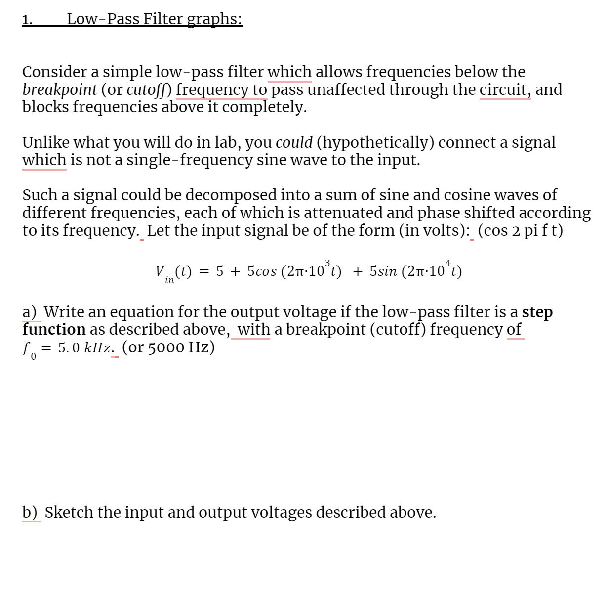 Solved 1. Low-Pass Filter graphs: Consider a simple low-pass | Chegg.com