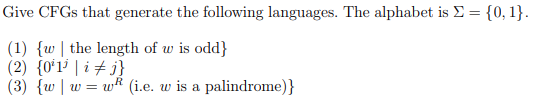 Solved Give CFGs that generate the following languages. The | Chegg.com