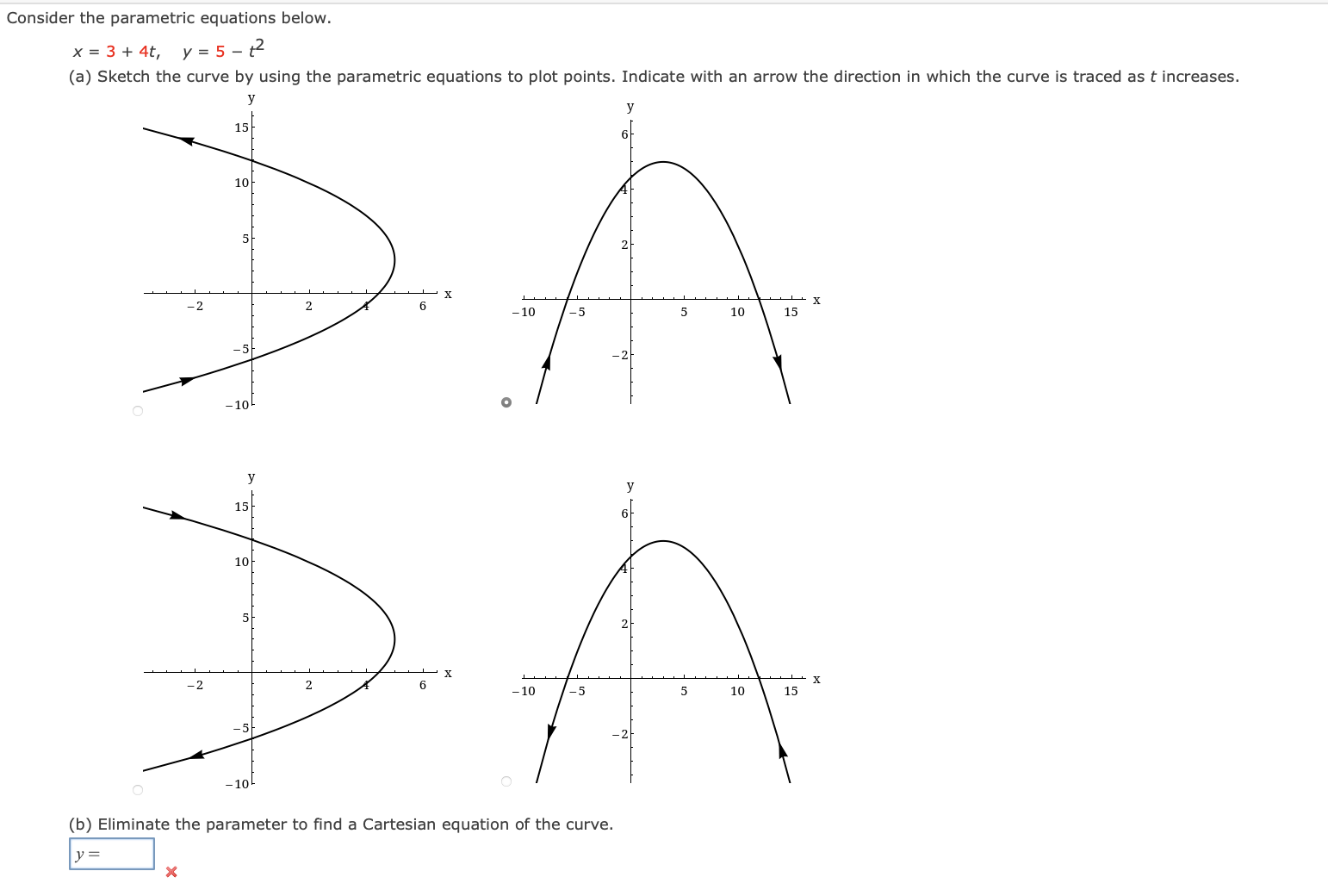 Solved Consider the parametric equations below. | Chegg.com