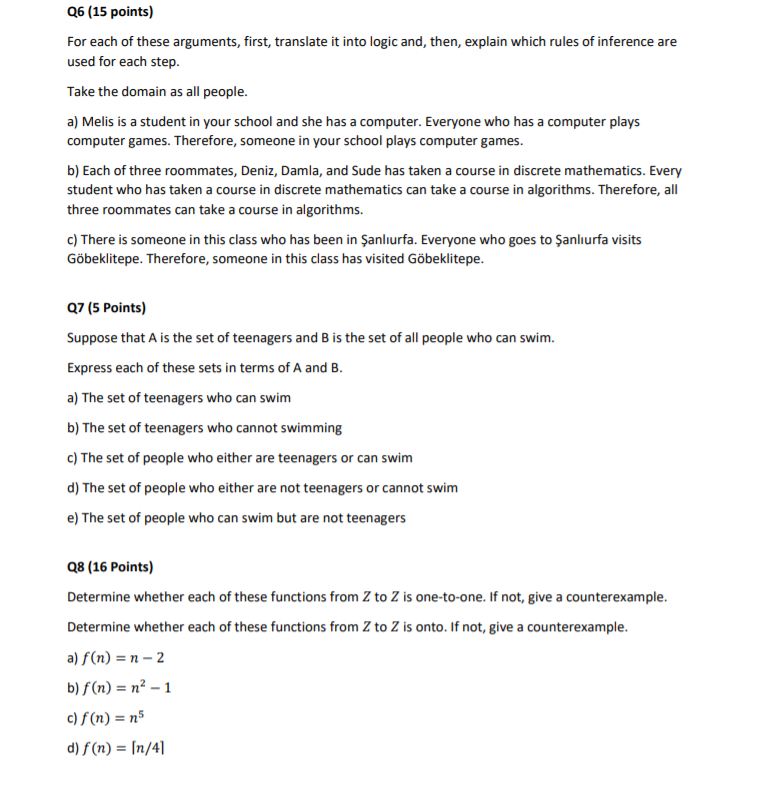 Solved Q6 (15 points) For each of these arguments, first, | Chegg.com