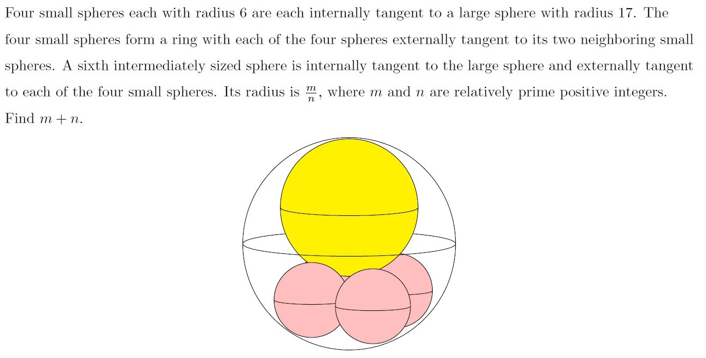Solved Four small spheres each with radius 6 are each | Chegg.com