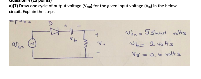Solved a)(7) Draw one cycle of output voltage (Vout) for the | Chegg.com