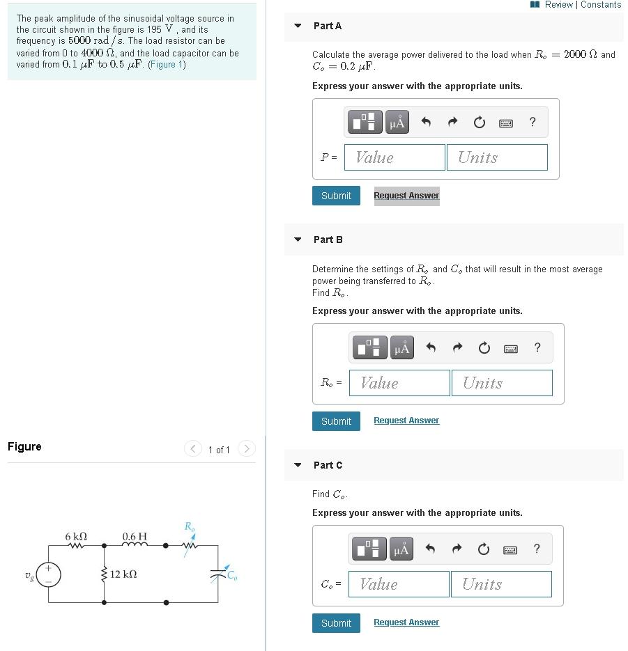 Solved Review | Constants Part A The peak amplitude of the | Chegg.com