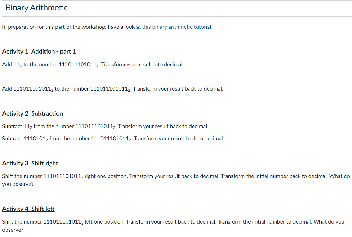 Solved In preparation for this part of the workshop, have a | Chegg.com