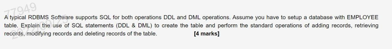 Solved A typical RDBMS Software supports SQL for both | Chegg.com