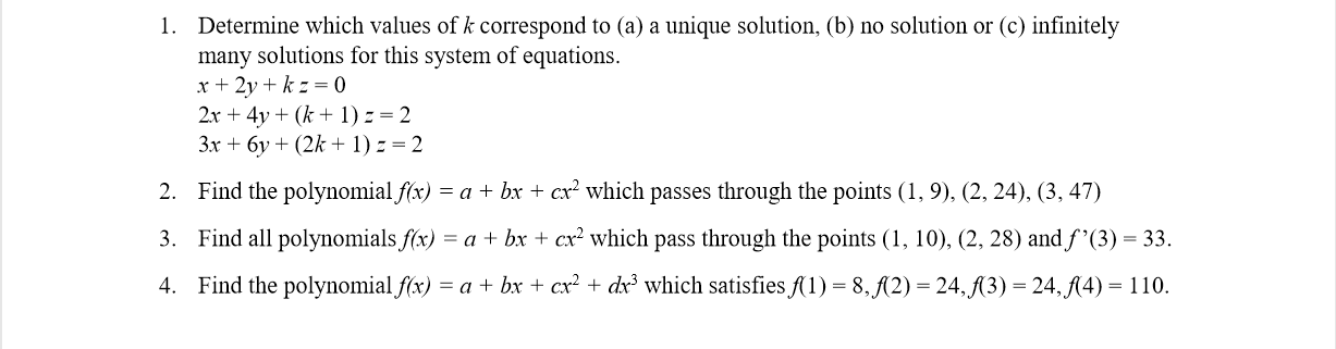 Solved 1. Determine which values of k correspond to (a) a | Chegg.com