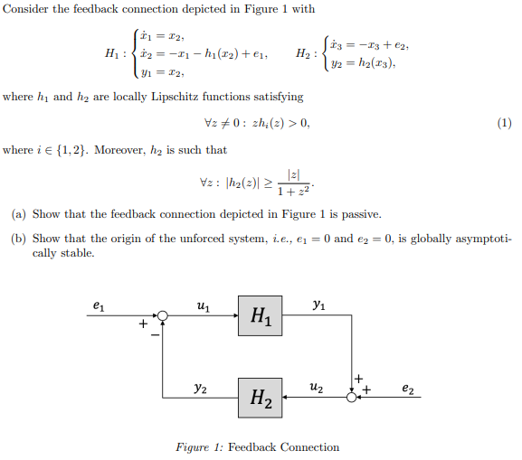 Solved Consider the feedback connection depicted in Figure 1 | Chegg.com
