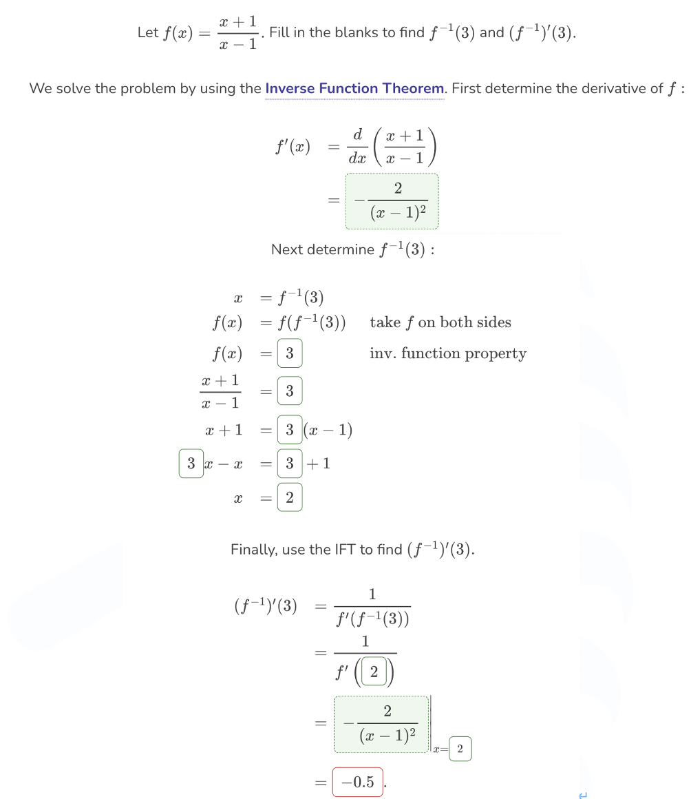 Solved Let f(x)=x−1x+1. Fill in the blanks to find f−1(3) | Chegg.com