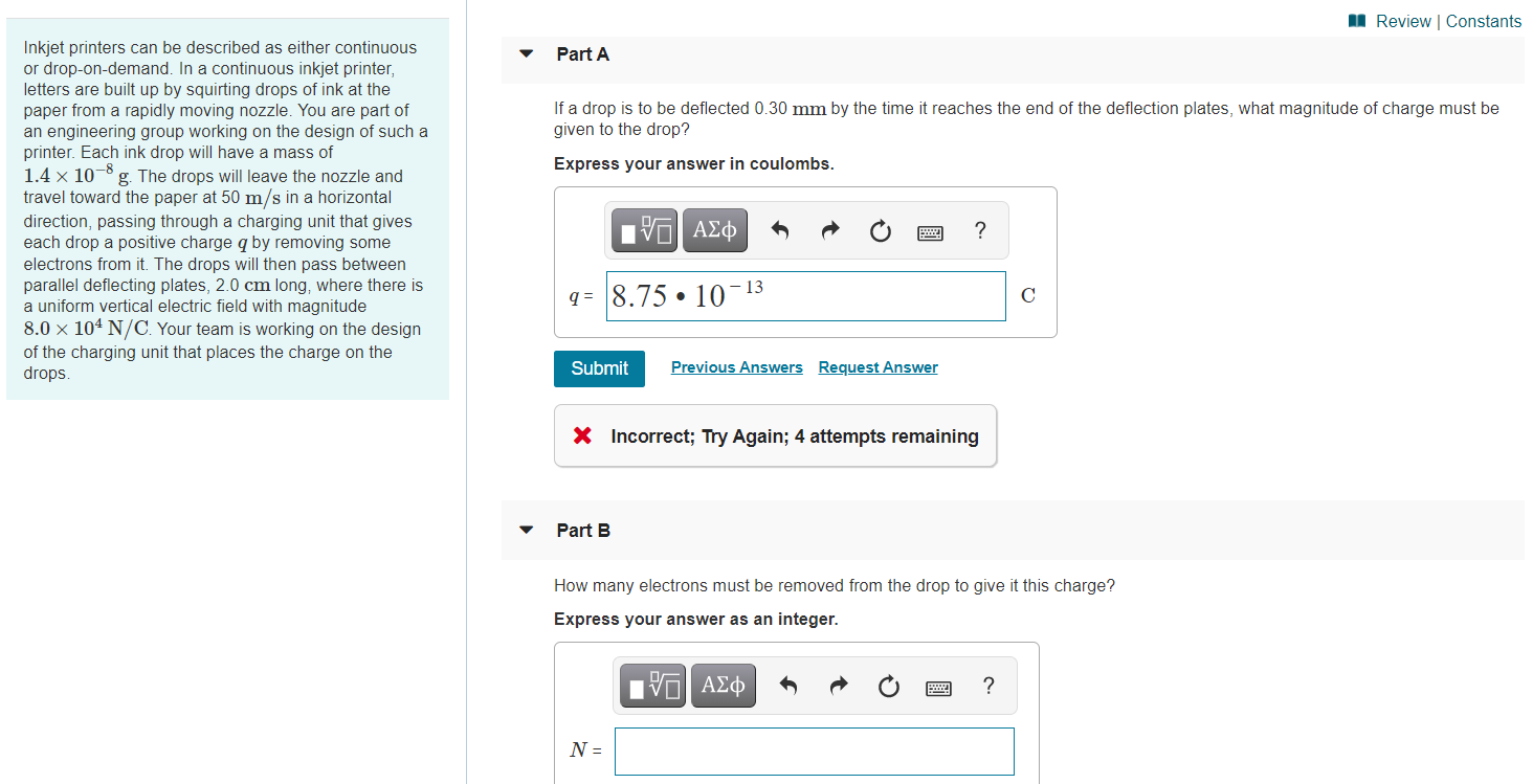 Solved A Review Constants Part A If a drop is to be | Chegg.com