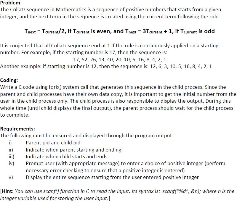 Solved Problem: The Collatz sequence in Mathematics is a | Chegg.com
