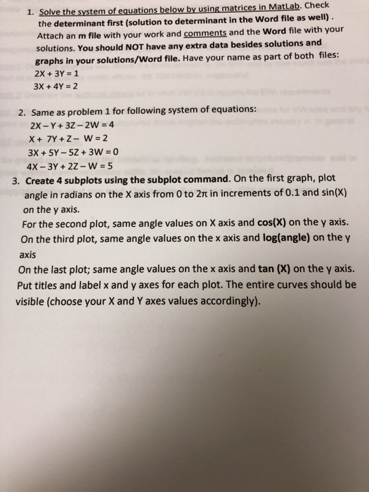 Solved 1. Solve the system of equations below bv using | Chegg.com