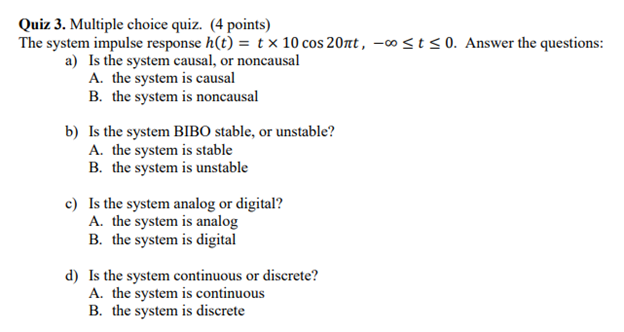 Solved Quiz 3. Multiple choice quiz. (4 points) The system | Chegg.com