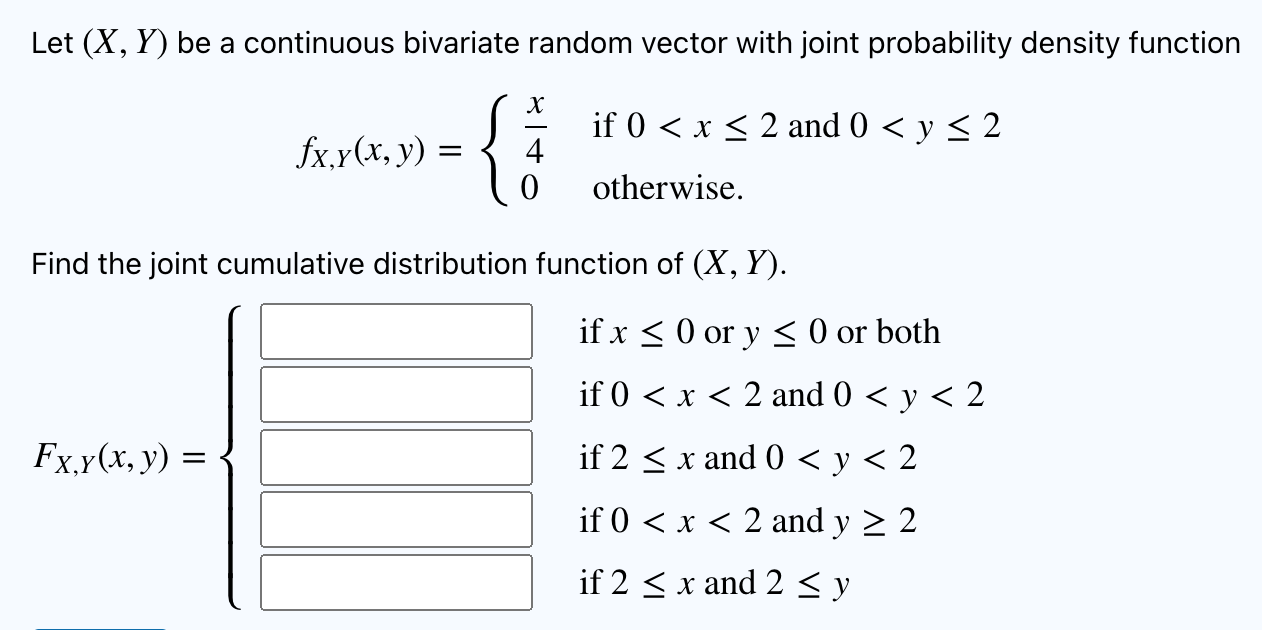 Solved Let (X, Y) be a continuous bivariate random vector | Chegg.com