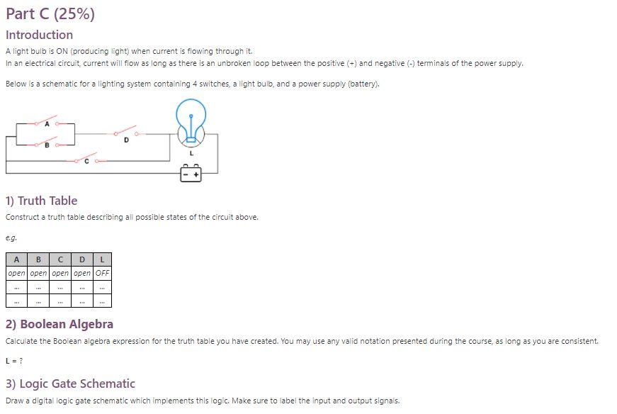 Solved Part C (25%) Introduction A light bulb is ON | Chegg.com