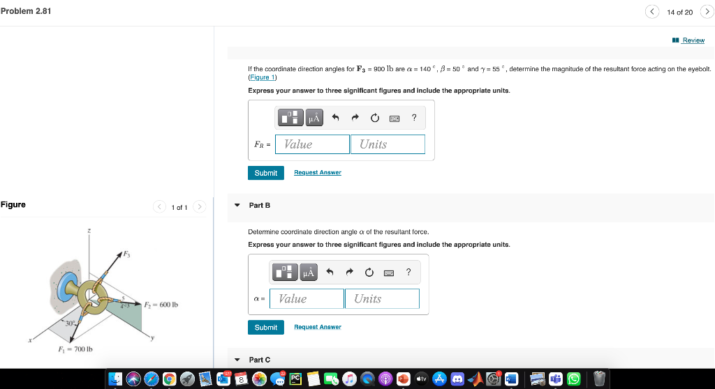 Solved Part C Determine Coordinate Direction Angle ββ Of