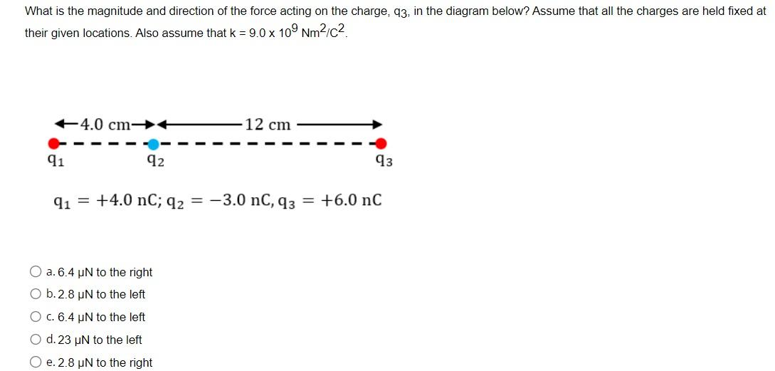 Solved What is the magnitude and direction of the force | Chegg.com