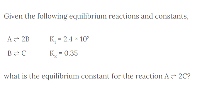 Solved Given the following equilibrium reactions and | Chegg.com