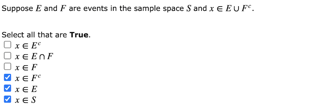 Solved Suppose E and F are events in the sample space S and | Chegg.com