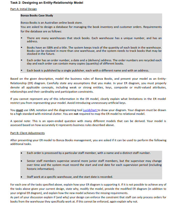 A: Entity-Relationship Modelling k 1: Designing an | Chegg.com