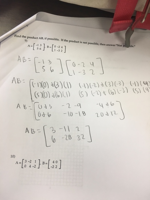 Solved Find the product AB, if possible. If the product is | Chegg.com