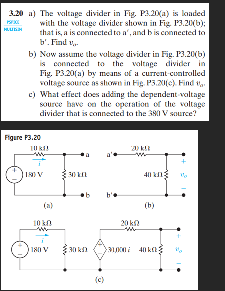 Solved 3.20 a) The voltage divider in Fig. P3.20(a) is | Chegg.com