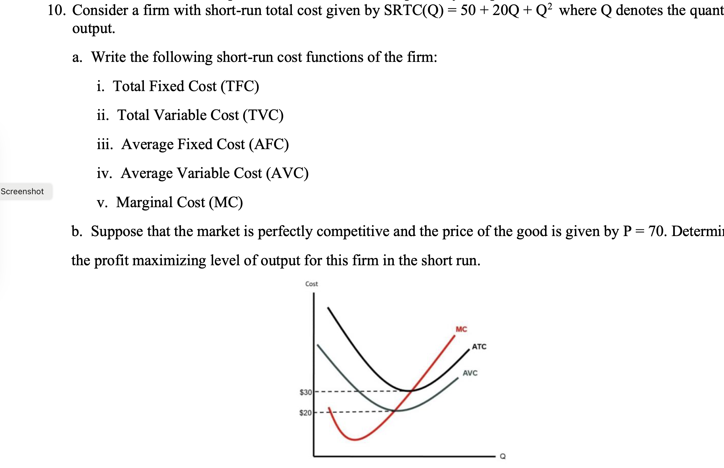 Solved 10. Consider a firm with short-run total cost given | Chegg.com