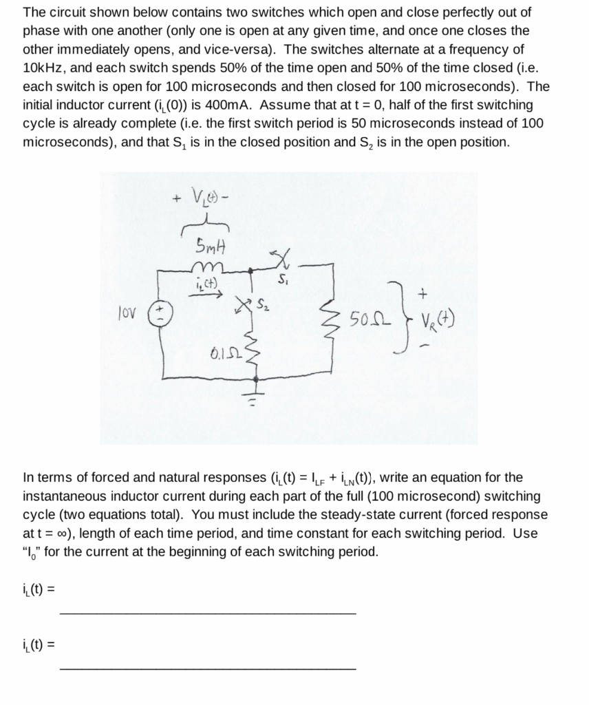 Solved The circuit shown below contains two switches which | Chegg.com