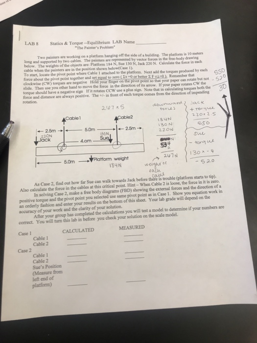 Solved LAB Statics &Torque -Equilibrium LAB Name The | Chegg.com