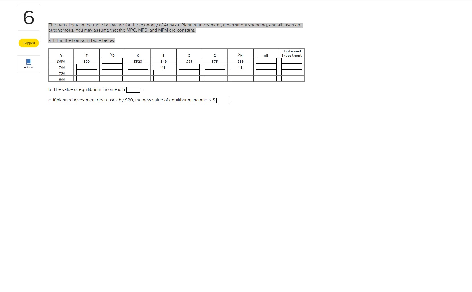 Solved The partial data in the table below are for the | Chegg.com