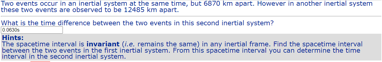 Solved Two events occur in an inertial system at the same | Chegg.com