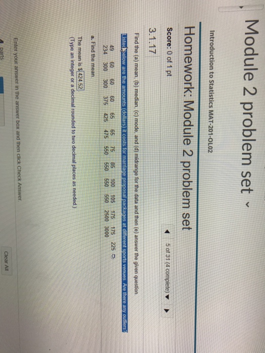 Solved Module 2 problem set Introduction to Statistics | Chegg.com