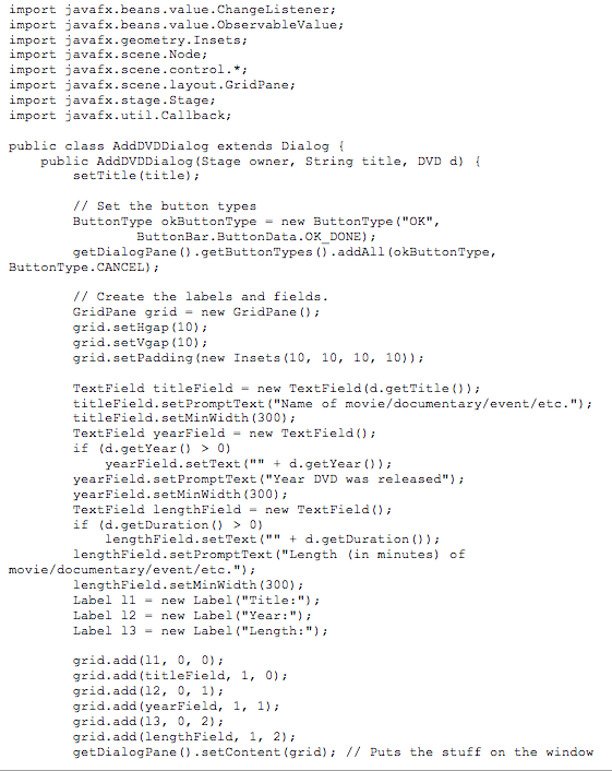 Solved import javafx.beans.value. ChangeListener; import | Chegg.com