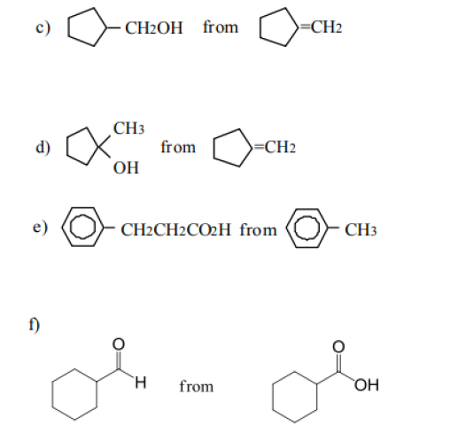 Solved c) CH2OH from =CH2 CH3 from >=CH2 OH e) CH2CH2CO2H | Chegg.com