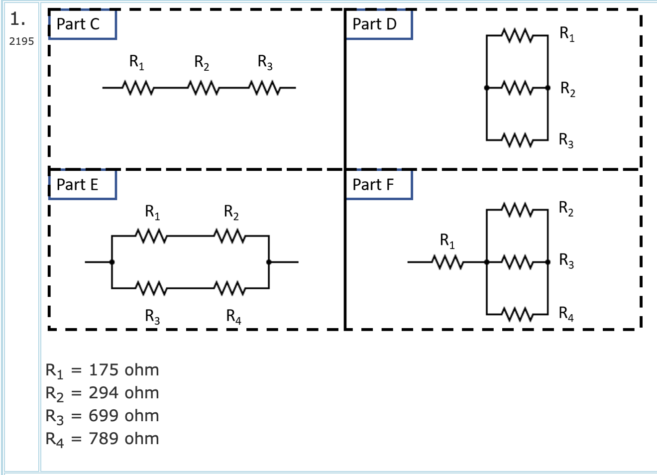 Solved 1. Parte) ---------- Part by --- Part C - Part D 2195 | Chegg.com